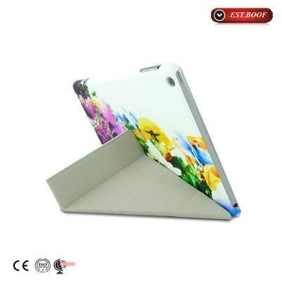 Beautiful Illustration Magnetic Folding iPad Mini Leather Covers With Soft Microfiber Lining