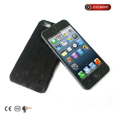 Balckberry Slim Black Shockproof Apple iPhone Leather Cases With Horse Hair