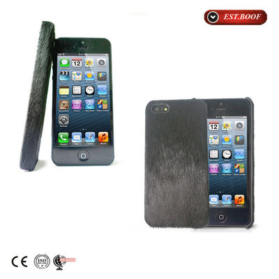 Balckberry Slim Black Shockproof Apple iPhone Leather Cases With Horse Hair