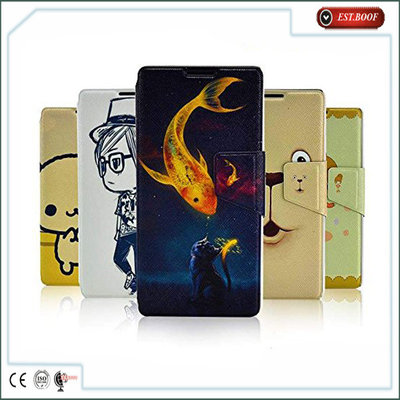Exquisite Illustration Leather Cell Phone Cases Flip Covers For Samsung Galaxy