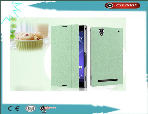 Fashion Freshness leather cell phone covers green for Sony Xperia T2