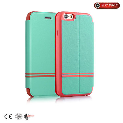 Green iPone 6 PU Leather apple iphone covers With Clear Outwindow