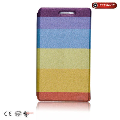 Clear Illustration PU Leather Fit  Smart Cover Cases For Huawei P7