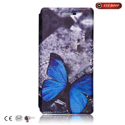 Clear Illustration PU Leather Fit  Smart Cover Cases For Huawei P7