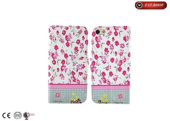 Flower Pattern Apple Iphone Leather Cases Sewing Technique Anti-Stretch