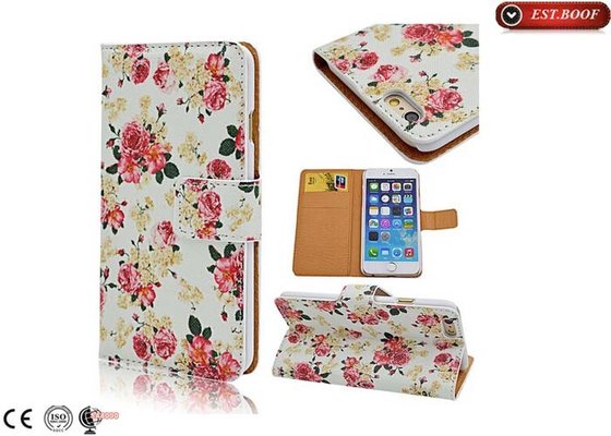 Flip Pu Leather Cell Phone Cases / Slim Phone Wallet For Iphone 6