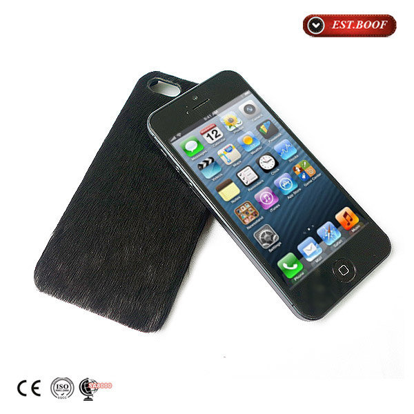 Balckberry Slim Black Shockproof Apple iPhone Leather Cases With Horse Hair