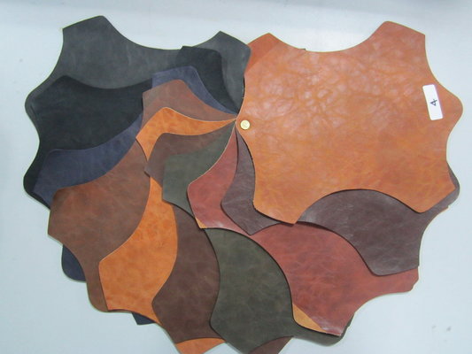 PU Synthetic Textured Leather Fabric Geniue Leather Effect  For Shoes