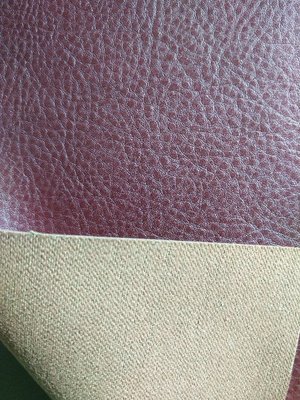 Red Brown Faux Leather Fabric For Clothing , Faux Leather Material