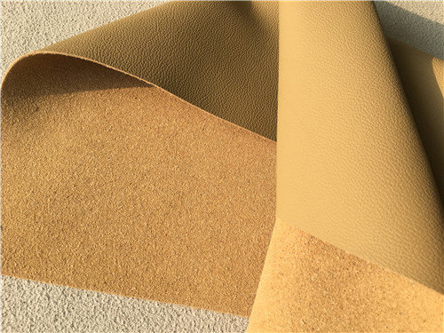 Beige Leather Auto Upholstery Material , Flocking Car Seat Upholstery Fabric