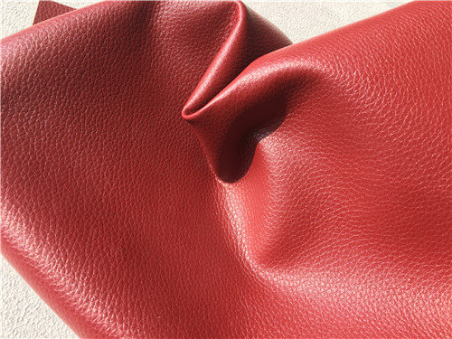 Red Embossing Flocking Leather Car Upholstery Fabric With 30% PU Coating