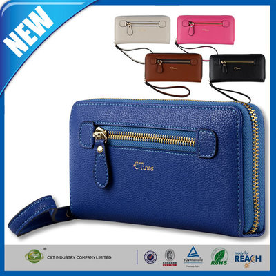 Women iPhone 6 Plus Protective Case , Leather Long Clutch Purse Card Holder Coin Zip Wristlet