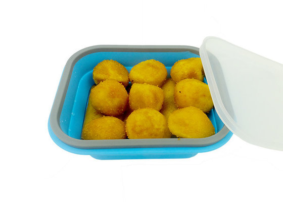 Blue Keep Fresh Food Silicone Mixing Bowls With Transparent PP Lid