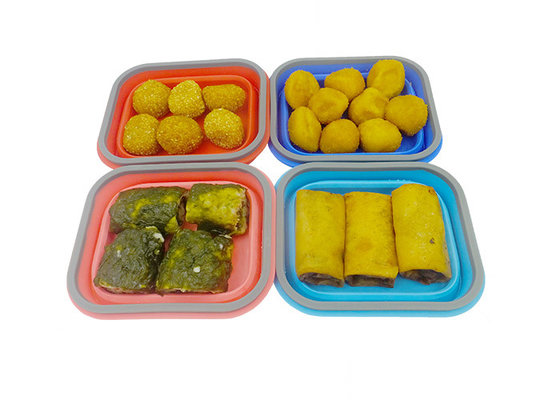 Small Silicone Collapsible Lunch Box 1 Compartment Square Shape