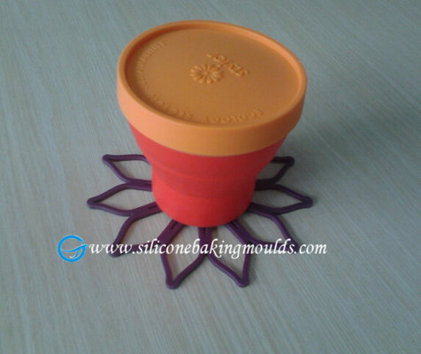flower shape Silicone Mat/Creative Transformable Silicone Cup Cover Coaster Riser Pad
