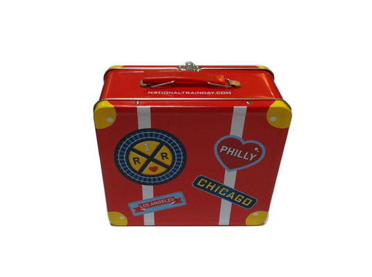Red Painting Metal Tin Lunch Box For Medicine , Thickness 0.23mm