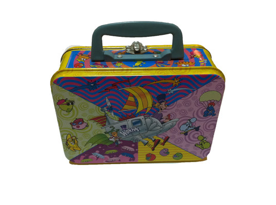 Colorful Metal Tin Lunch Box , Tinplate Cover Hinge Square Tin Box