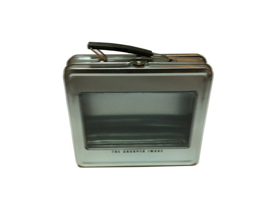 Plain Clear Window Metal Tin Boxes Food / Fruit / Lunch With Lid