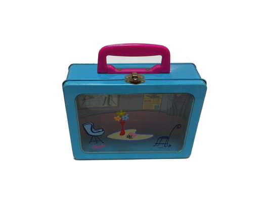 Embossing Handle Metal Tin Containers Durable For Lunch Storage