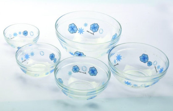 Home Clear Decorative Glass Bowls 5 Piece Glass Bowl Set