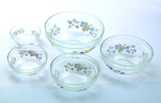 5 Piece Glass Bowl Set Glass Mixing Bowl Sets For Food Storage