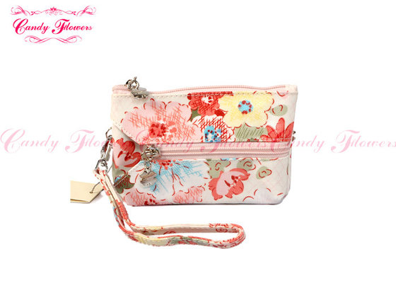 Customized Floral Print canvas Zippered Coin Purse with Oil Painting