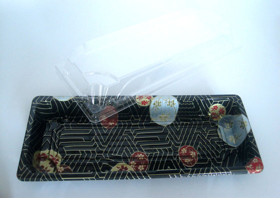 Disposable Salad Bowl Printing Ps Sushi Tray With Lid L140 × W80 × H50mm