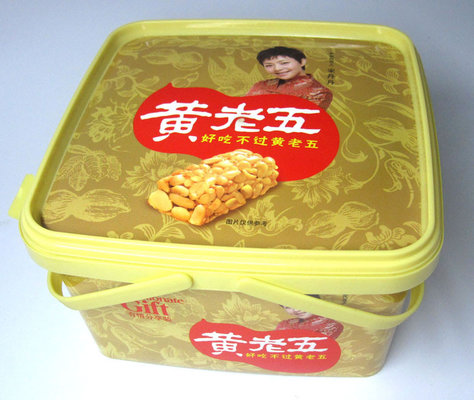 Biskuit Disposable Salad Bowls PP Plastic Square Box With IML Label Printing Logo