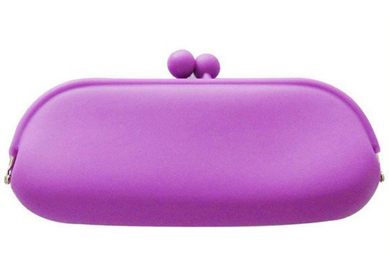 Customerized Purple Pochi Silicone Rubber Coin Purse / Wallet Eyeglasses Bag Pouches