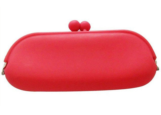 Red Pochi Rubber Silicone Coin Purse / Eyeglasses Case Pouches for Ladies and Women