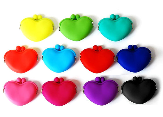 100*20*85mm Heart Shape Waterproof Silicone Coin Purse / Pouch Candy Bag