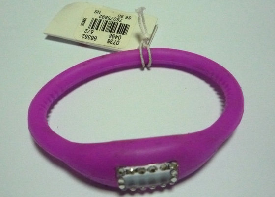 Purple rhinestone Silicone diamond negative Ion Sports Bracelet Watch for Man and Woman