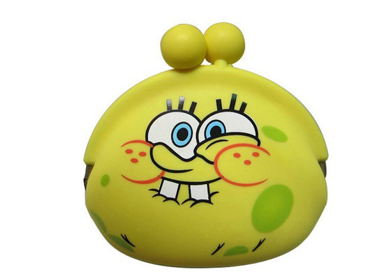 Sponge Bob Eco-friendly , Non-toxic Silicone Rubber Coin Purses Wallets for Kids