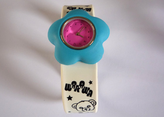 Flower shape slap up watch , silicone slap wrap bracelet watch with customerized size