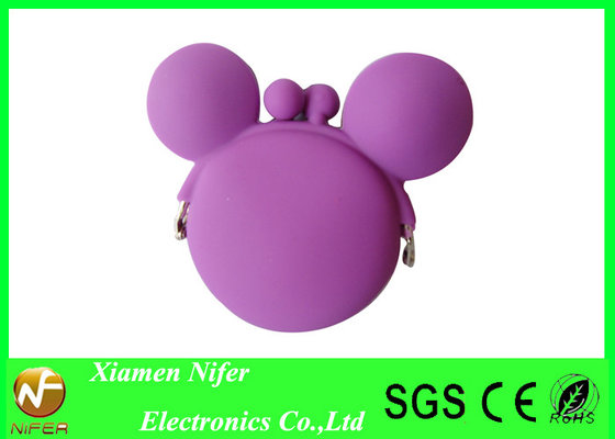 Eco-friendly Small Purple Silicone Pouch Wallet Waterproof / Corrosion Resistance