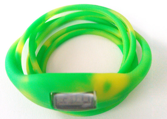 Green & yellow jelly wrist waterproof ion silicone sport watch negative ion watches