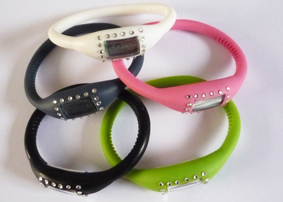1ATM water resistant ion wrist watches silicone watch ion with rhinestone