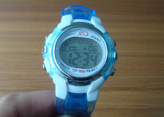 Fashion light blue glittering jelly silicone watches digital sports watch with EL lamp