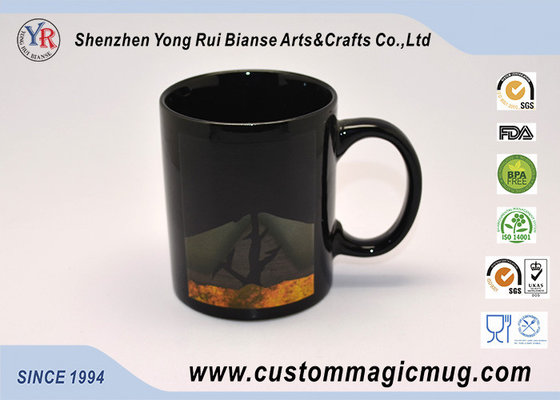 Ceramic Color Changing Coffee Mug , Black Magic Photo Mug 300ml/11oz