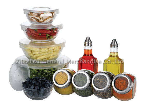 Eco - friendly  clear glass salad bowl set for fruit ,  ice cream