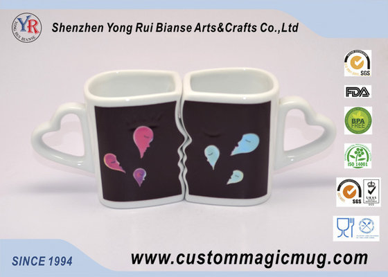 Custom Heat Sensitive Handle Couples Coffee Mugs Change Color Heat 320ml/11oz