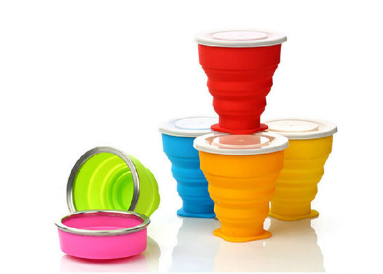 Safety silicone coffee mug 200ML Fda  free silicone drinking cup With Metal Frame