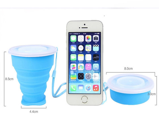 Durable 8 Oz Outdoor Silicone Folding Cup , Silicone travel mug with PP lid