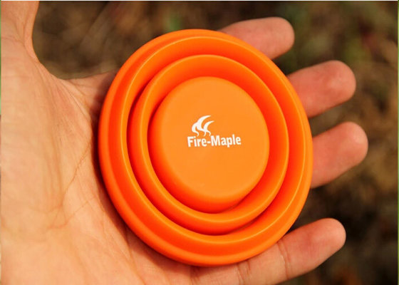 Customized Logo Printed Silicone Folding Cup / Orange silicone portable cup 170ml