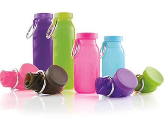 Healthy Eco Squeeze Silicone Water Bottle Reusable 450ml For Travelling , Customized