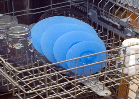Multi - Function Dustproof  Blue Silicone Cup Cover, silicone mug lid Round shape