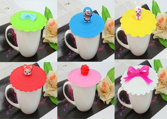 Custom Cute Cartoon Safe Silicone Cup Cover , silicone tea cup covers