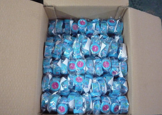 4-Color Printing Blue Slap Silicon Gel Wristband Watches round case 3.6cm(S) 4.4cm(L)