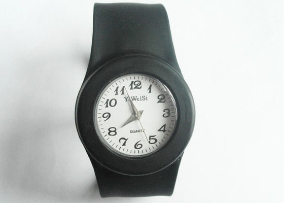 230*20*2mm OEM black Slap Silicone Wristband Watches with Embossed Logo