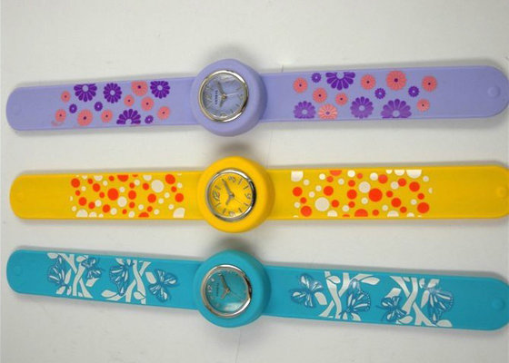 Big Face Slap Bracelet Silicone Wristband Watches with Silk Printed Logo For Kids